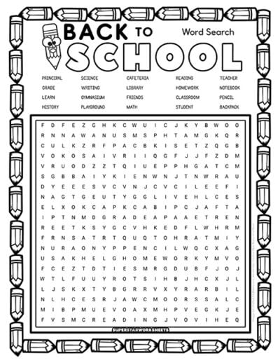 Back to School Word Search (Free Printables) - Superstar Worksheets