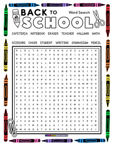 Back to School Word Search (Free Printables) - Superstar Worksheets