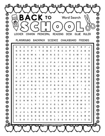 Back to School Word Search (Free Printables) - Superstar Worksheets