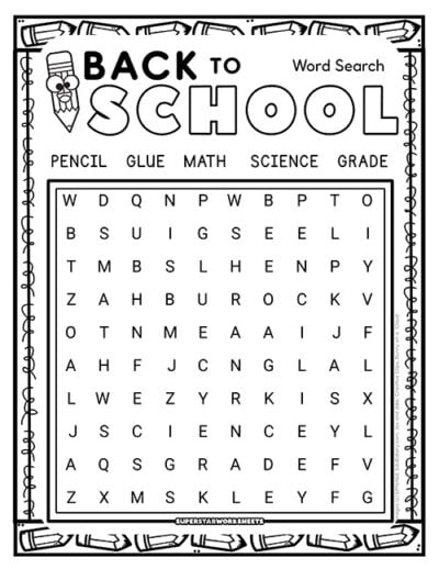 Back to School Word Search - Superstar Worksheets