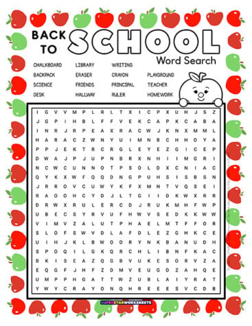 Back to School Word Search - Superstar Worksheets