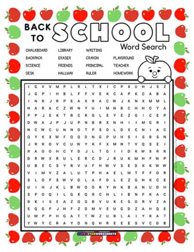 Back to School Word Search (Free Printables) - Superstar Worksheets