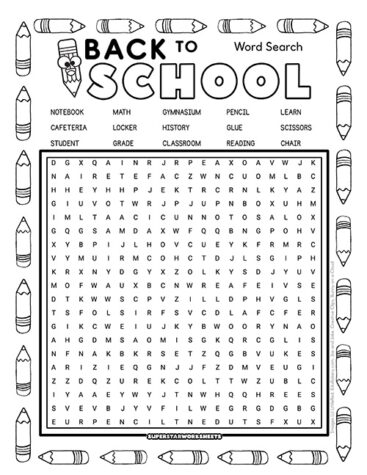 Back to School Word Search (Free Printables) - Superstar Worksheets