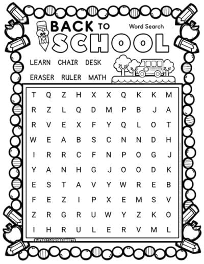 Back to School Word Search - Superstar Worksheets