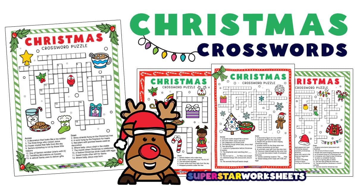 Christmas Crossword Puzzles (Free Printables) - Superstar Worksheets