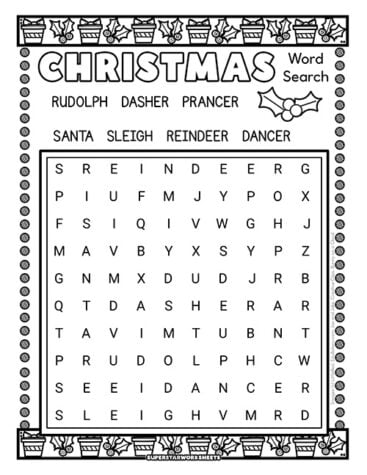 Christmas Word Search (Free Printables) - Superstar Worksheets