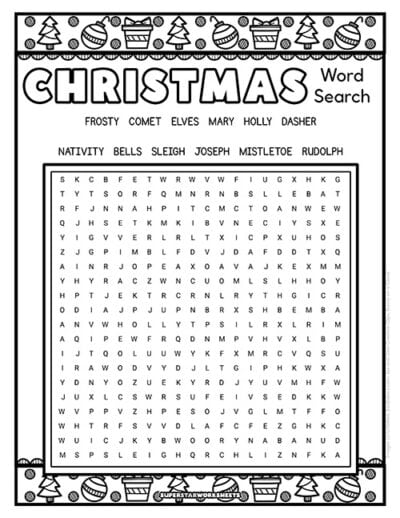 Christmas Word Search (Free Printables) - Superstar Worksheets