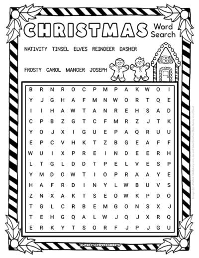 Christmas Word Search (Free Printables) - Superstar Worksheets