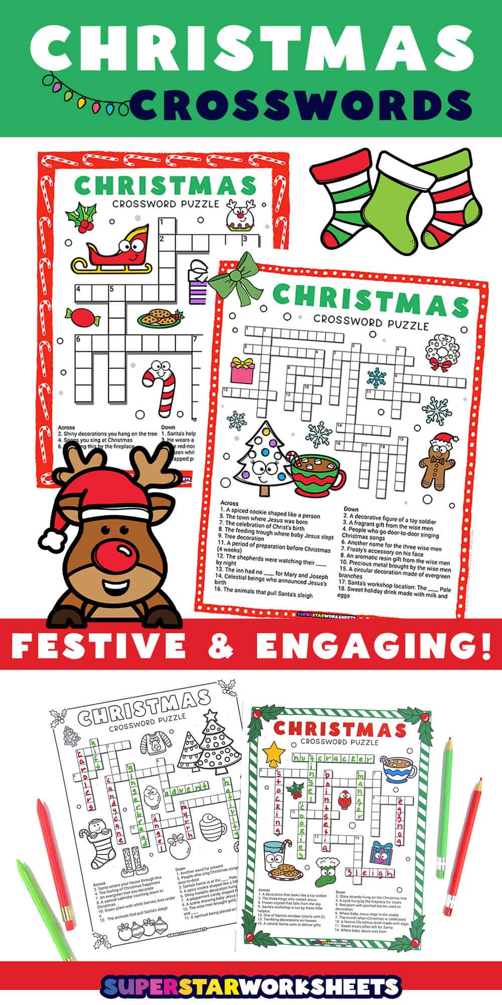 Christmas Crossword Puzzles (Free Printables) - Superstar Worksheets