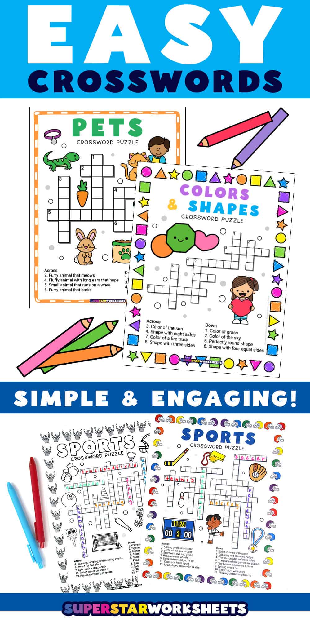 Easy Crossword Puzzles (Free Printables) - Superstar Worksheets