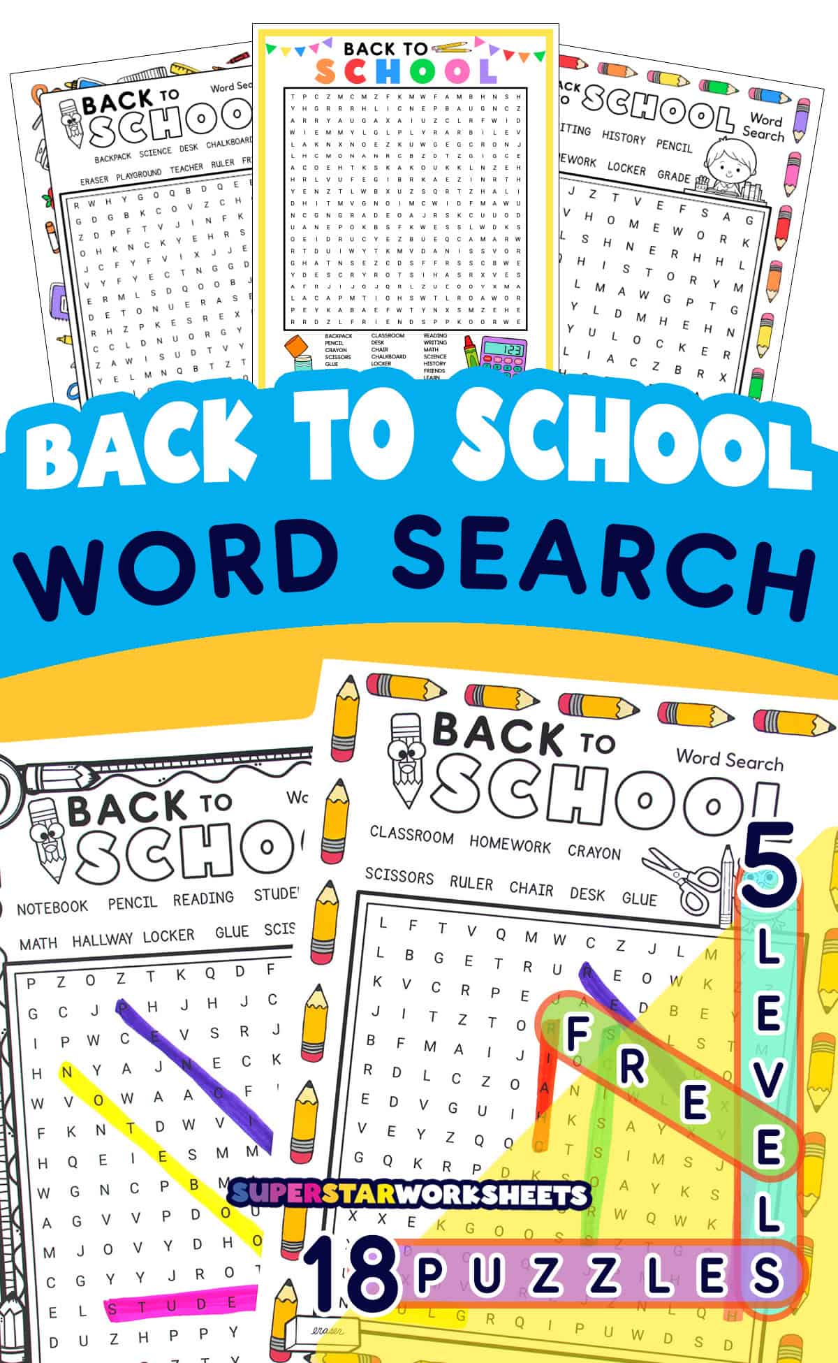 Back to School Word Search (Free Printables) - Superstar Worksheets