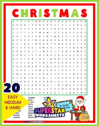 Christmas Word Search (Free Printables) - Superstar Worksheets