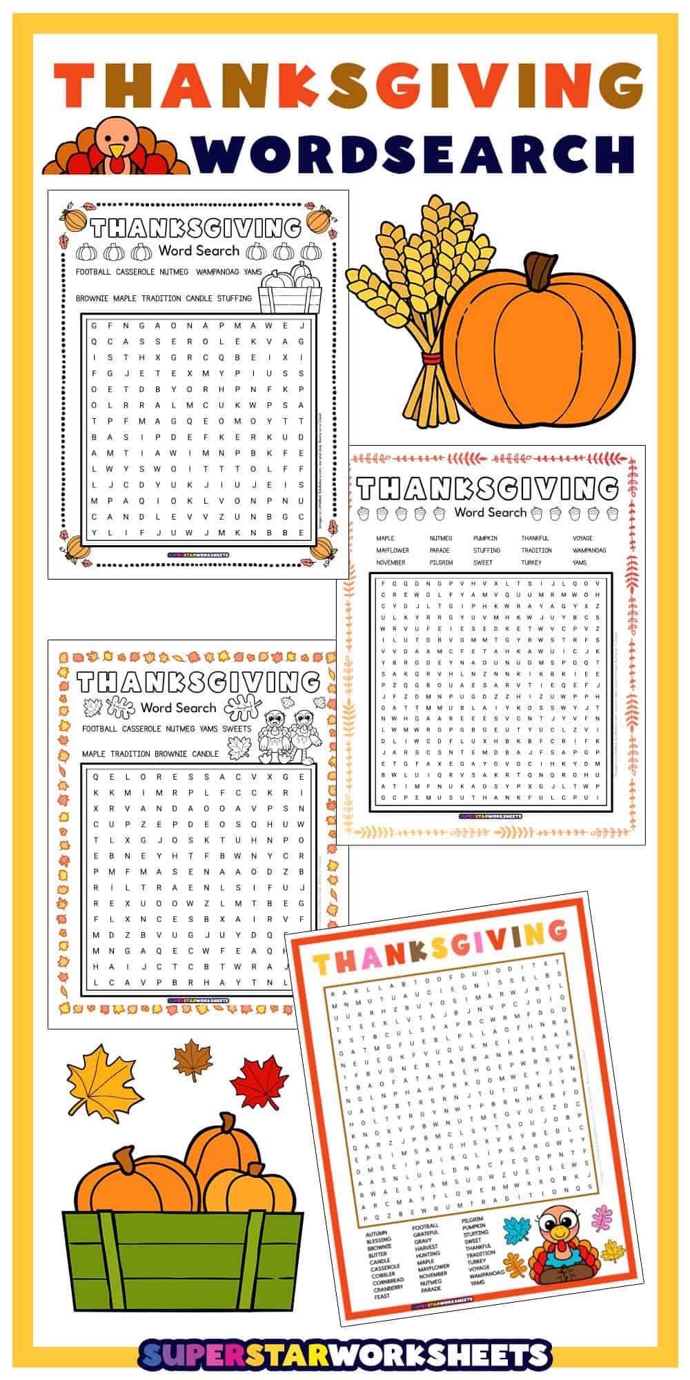 Thanksgiving Word Search - Superstar Worksheets