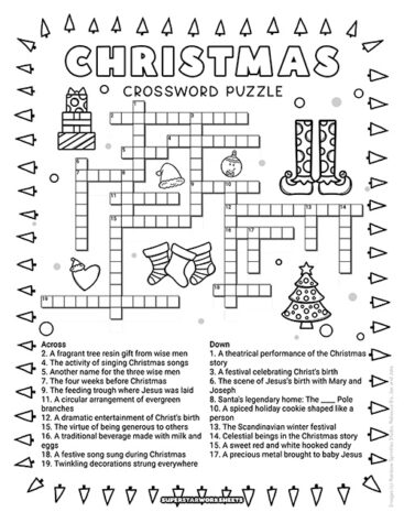 Christmas Crossword Puzzles (Free Printables) - Superstar Worksheets