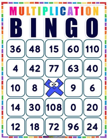 Multiplication BINGO - Superstar Worksheets