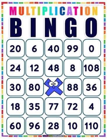 Multiplication BINGO - Superstar Worksheets