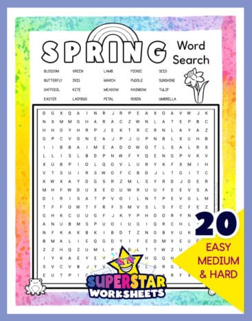 Spring Word Search (Free Printables) - Superstar Worksheets