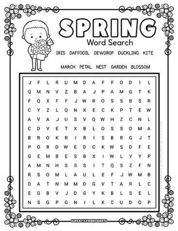 Spring Word Search (Free Printables) - Superstar Worksheets