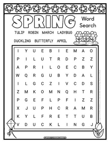 Spring Word Search (Free Printables) - Superstar Worksheets