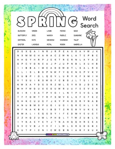 Spring Word Search (Free Printables) - Superstar Worksheets