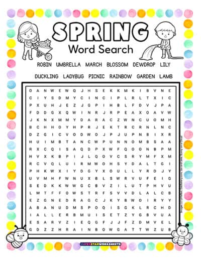 Spring Word Search (Free Printables) - Superstar Worksheets