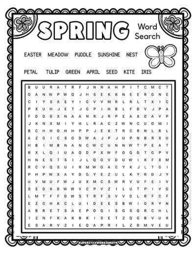 Spring Word Search (Free Printables) - Superstar Worksheets