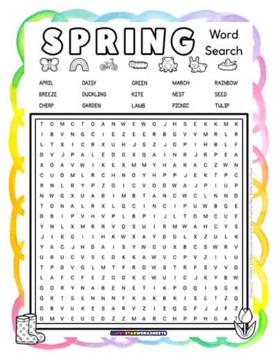 Spring Word Search (Free Printables) - Superstar Worksheets