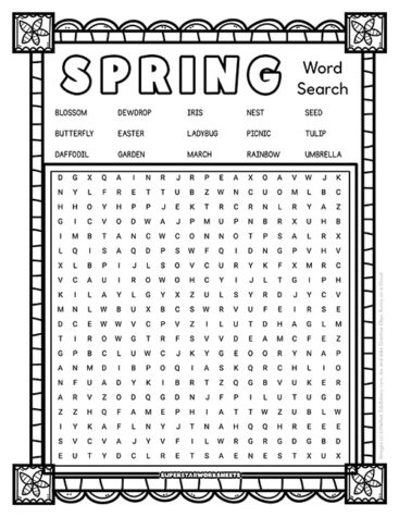 Spring Word Search (Free Printables) - Superstar Worksheets