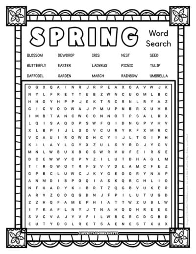 Spring Word Search (Free Printables) - Superstar Worksheets