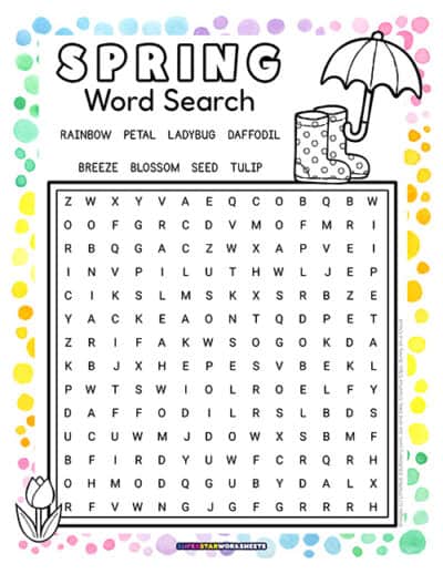 Spring Word Search (Free Printables) - Superstar Worksheets