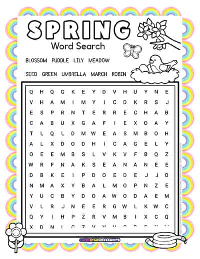 Spring Word Search (Free Printables) - Superstar Worksheets