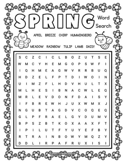 Spring Word Search (Free Printables) - Superstar Worksheets