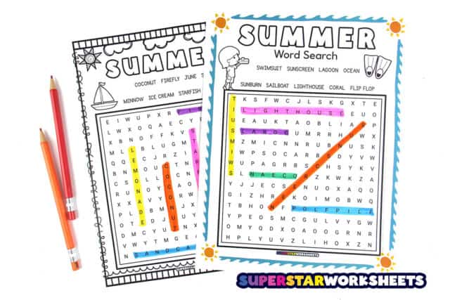 Summer Word Search (Free Printables) - Superstar Worksheets