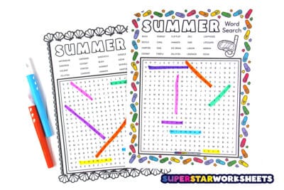 Summer Word Search (Free Printables) - Superstar Worksheets