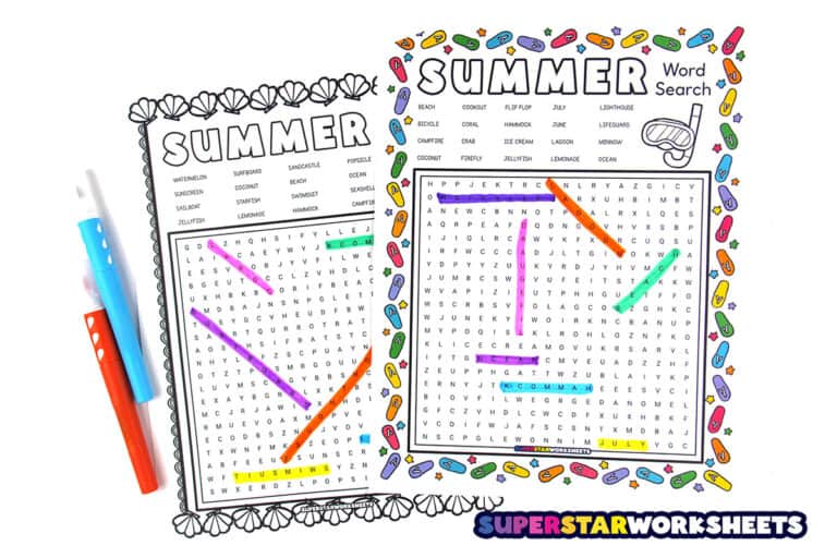 Summer Word Search - Superstar Worksheets