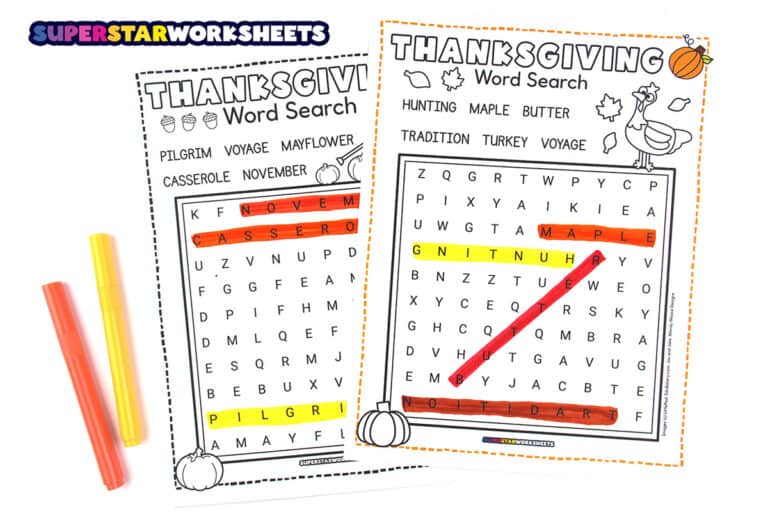 Thanksgiving Word Search (Free Printables) - Superstar Worksheets