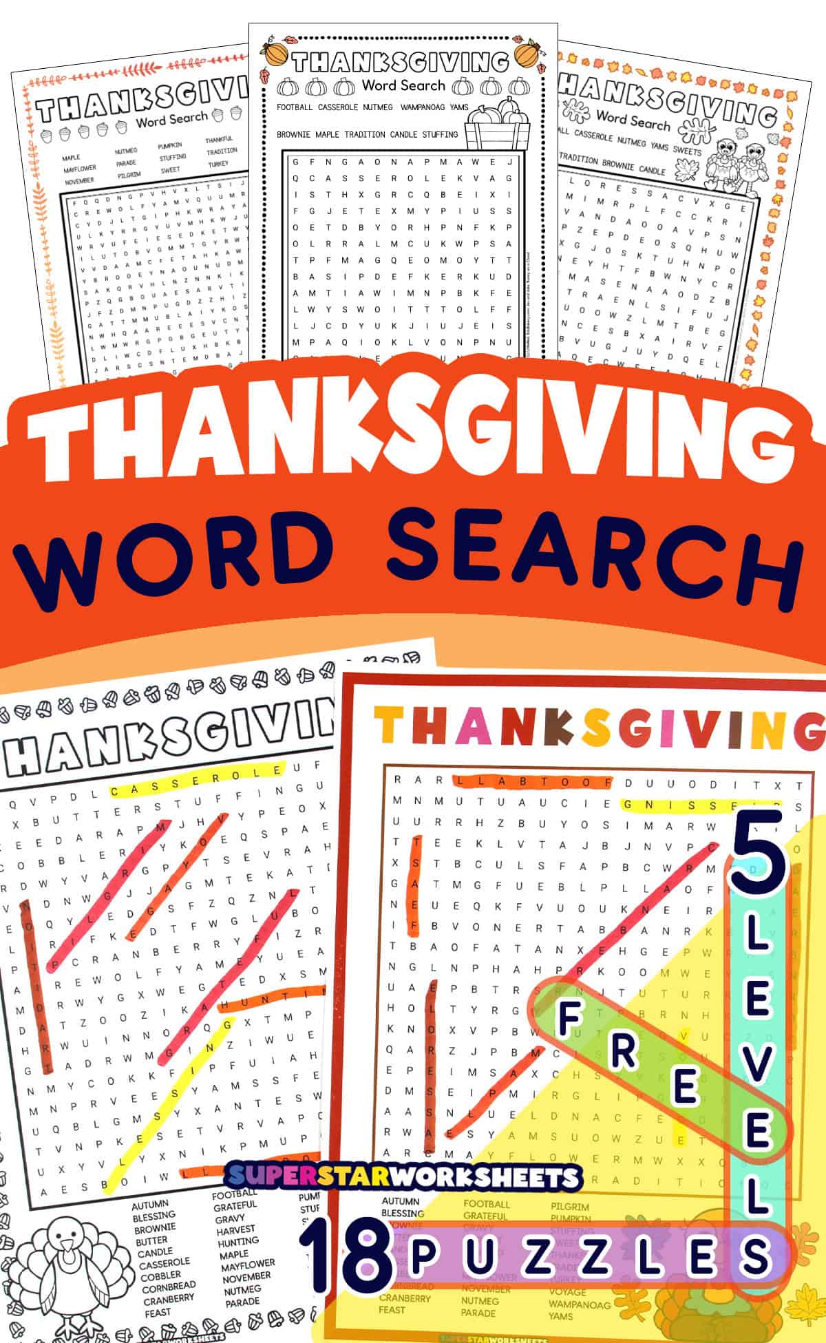 Thanksgiving Word Search (Free Printables) - Superstar Worksheets