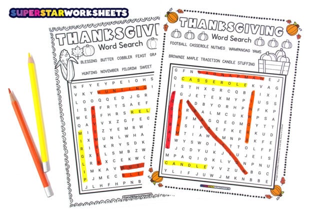 Thanksgiving Word Search (Free Printables) - Superstar Worksheets