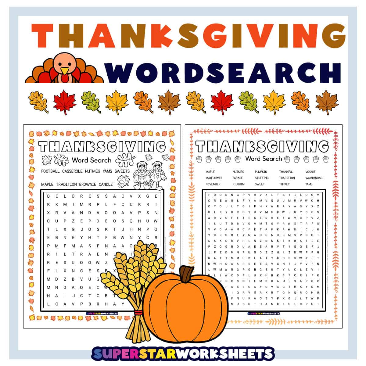 Thanksgiving Word Search (Free Printables) - Superstar Worksheets