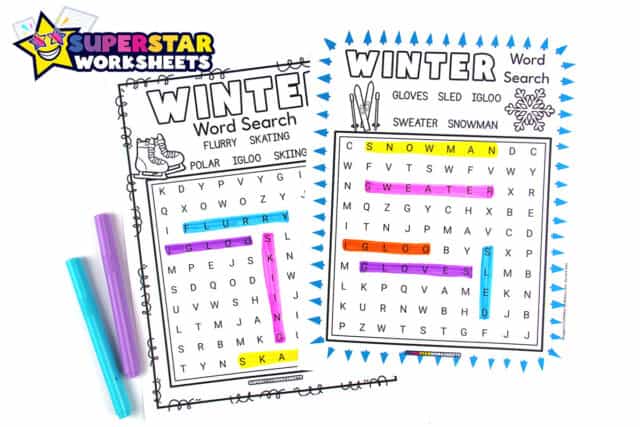 Winter Word Search (Free Printables) - Superstar Worksheets