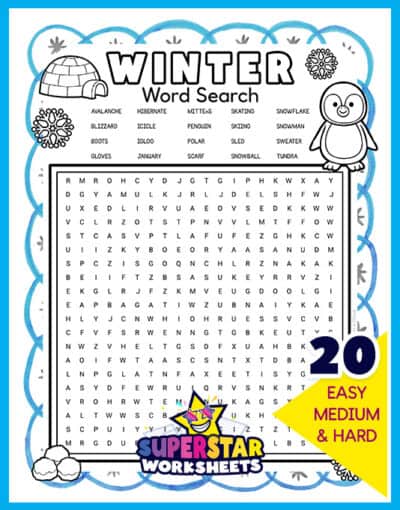 Winter Word Search (Free Printables) - Superstar Worksheets