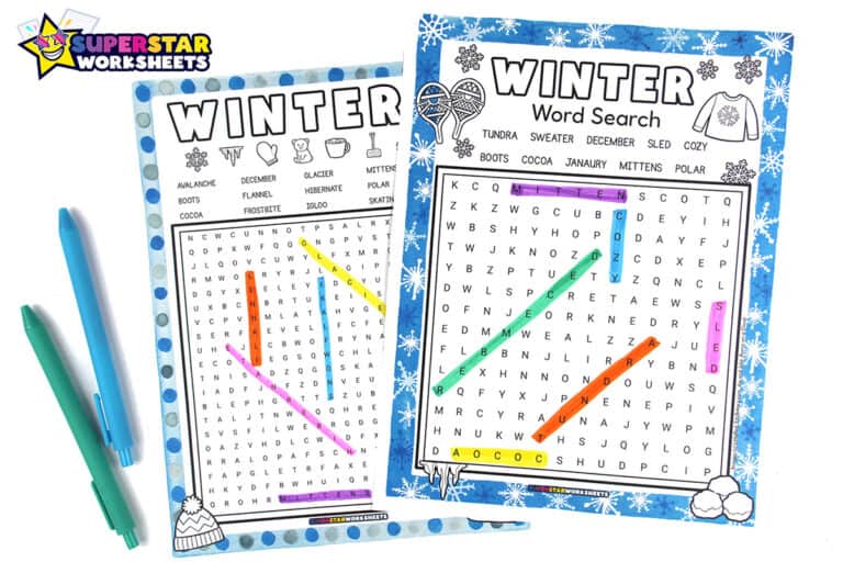 Winter Word Search (Free Printables) - Superstar Worksheets