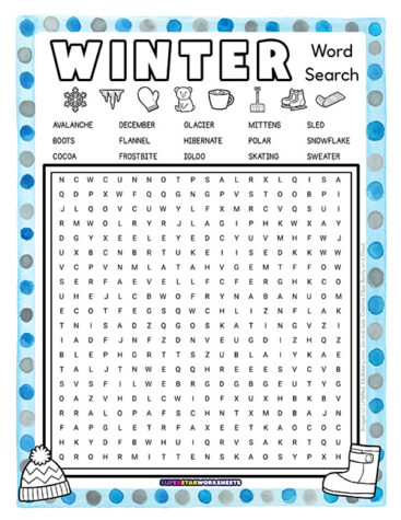 Winter Word Search (Free Printables) - Superstar Worksheets