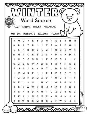 Winter Word Search (Free Printables) - Superstar Worksheets