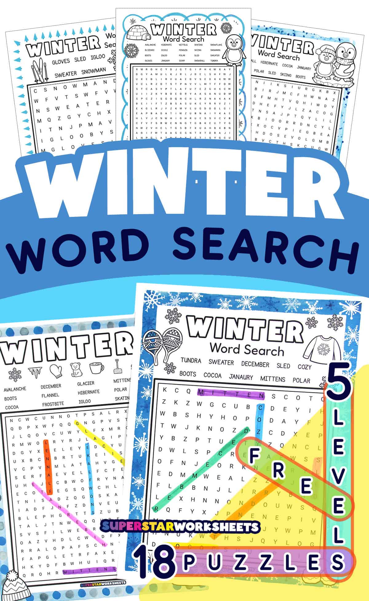 Winter Word Search (Free Printables) - Superstar Worksheets