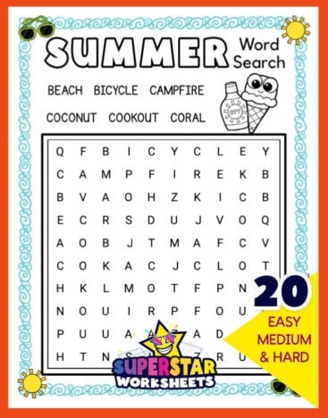 Summer Word Search (Free Printables) - Superstar Worksheets