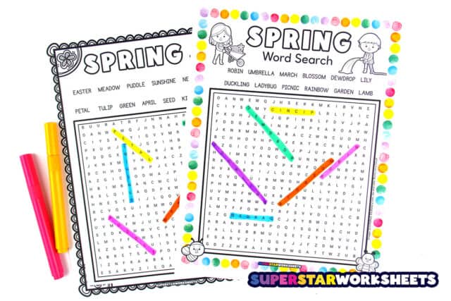 Spring Word Search (Free Printables) - Superstar Worksheets