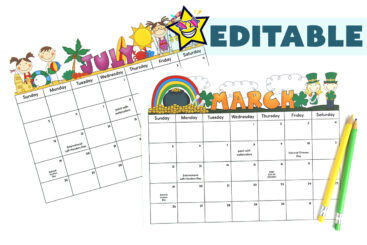 Editable Calendar (Free Printables) - Superstar Worksheets