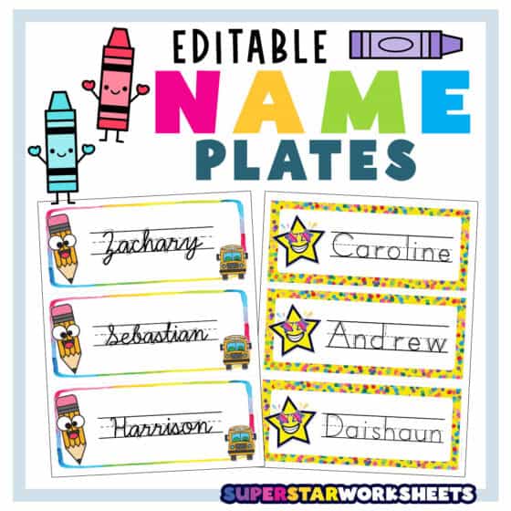 Editable Name Plates (Free Printables) - Superstar Worksheets