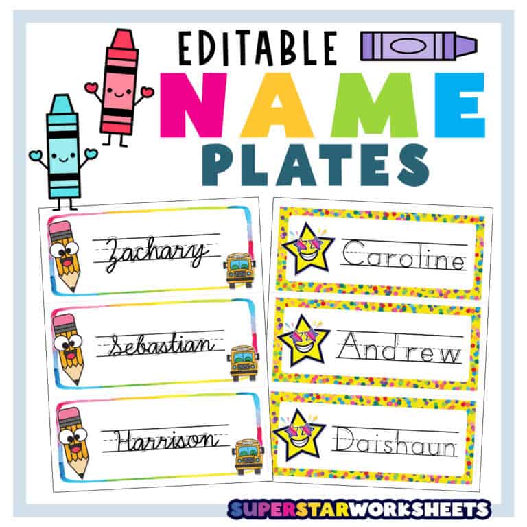Editable Name Plates (Free Printables) - Superstar Worksheets